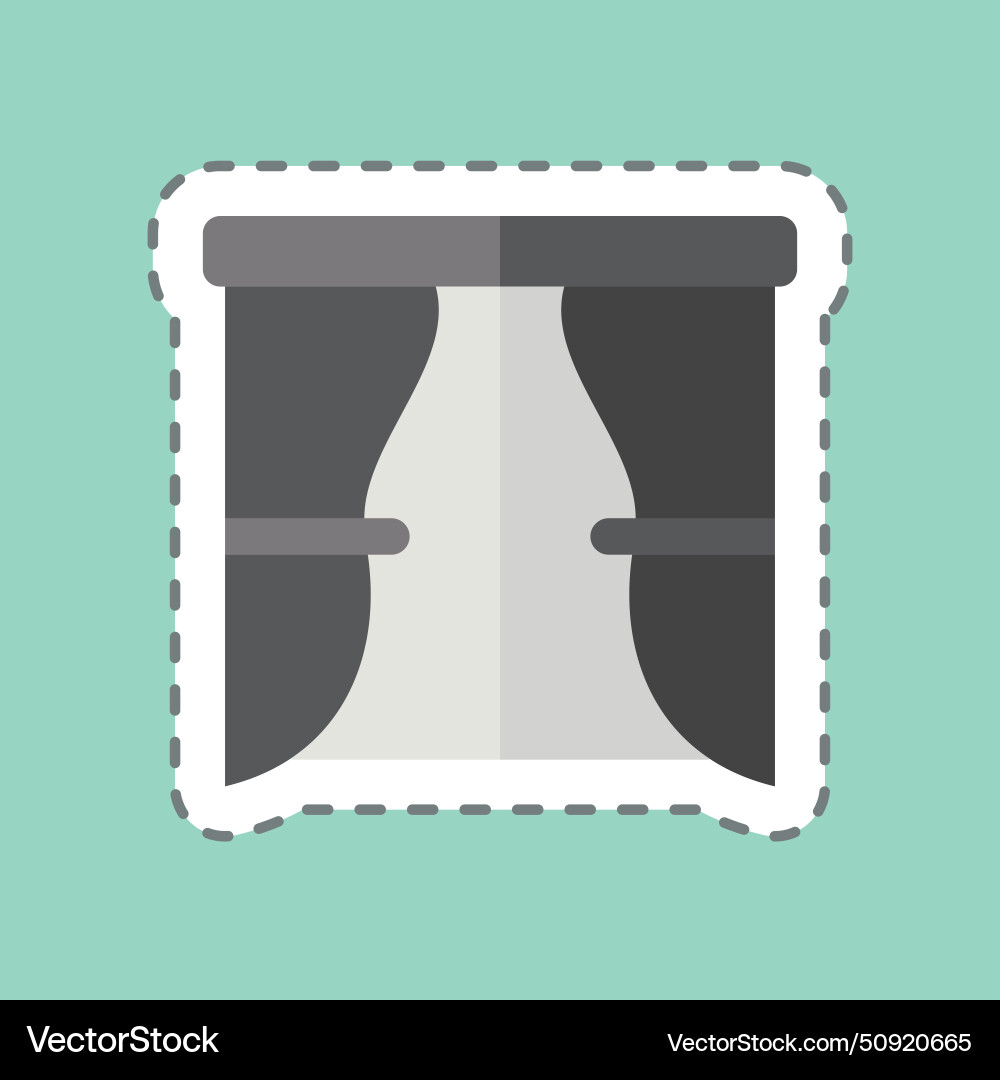 Sticker line cut theatre stage related Royalty Free Vector