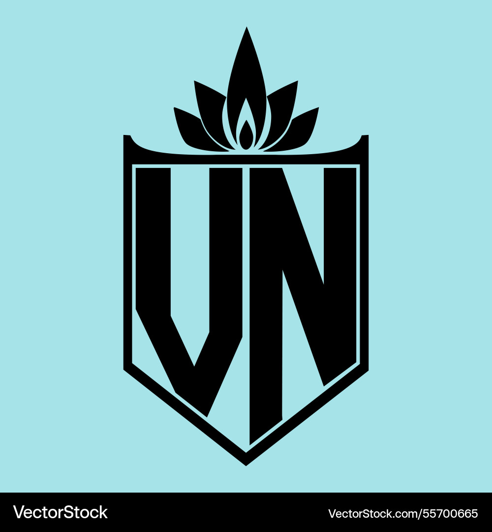 Vn logo with elegant crown symbol and shield Vector Image