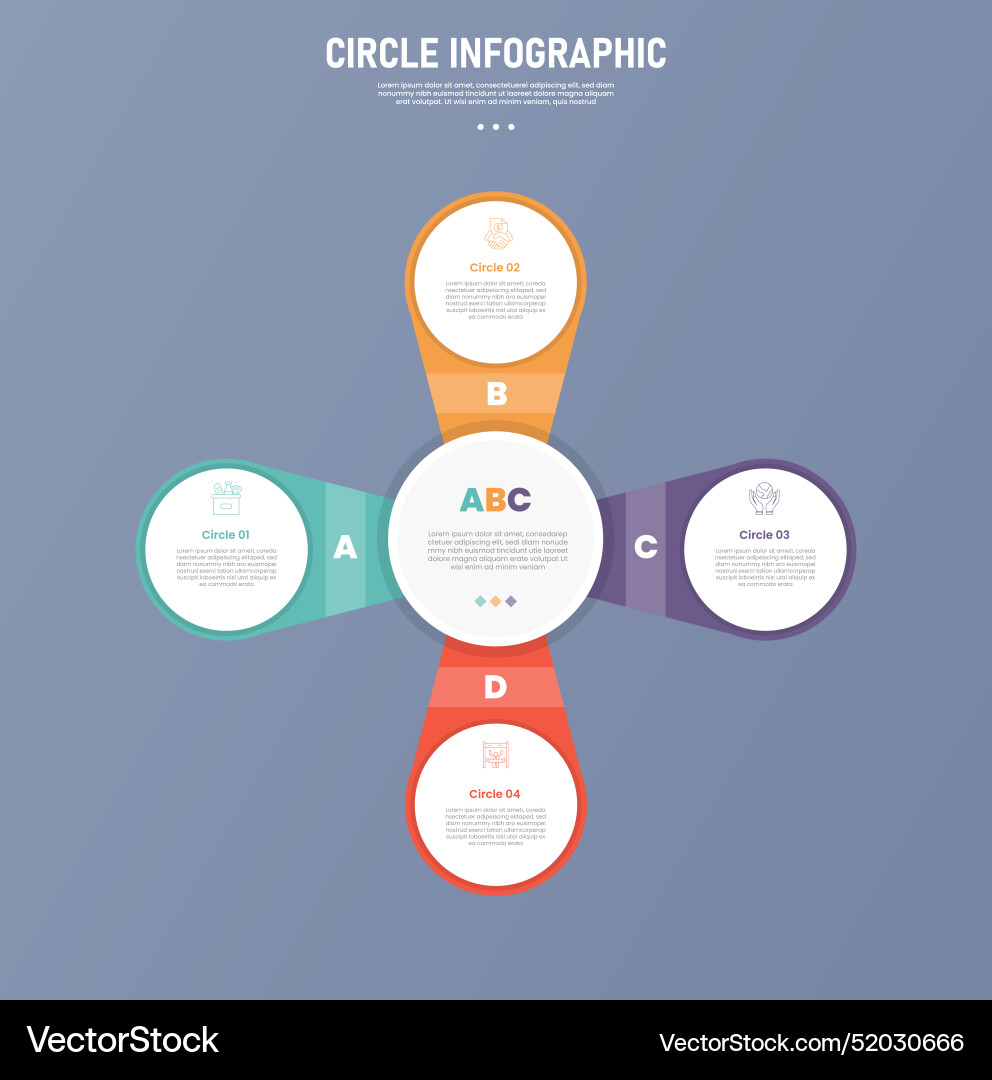 4 point circle infographic stage or step template Vector Image