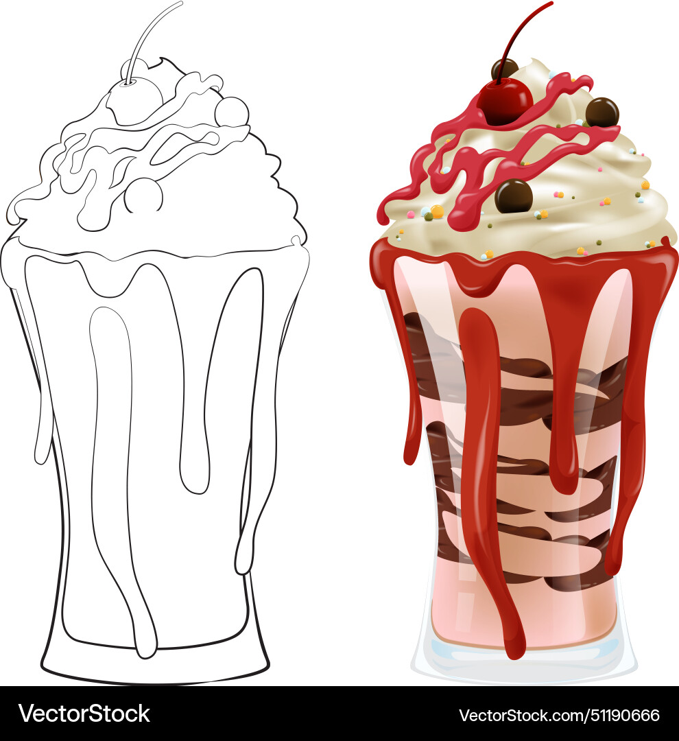 A sundae sketched and colored Royalty Free Vector Image