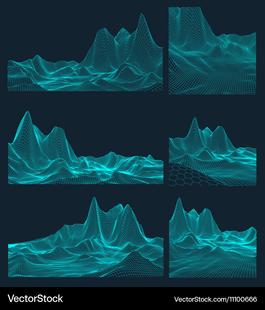 Abstract wireframe landscape background Royalty Free Vector