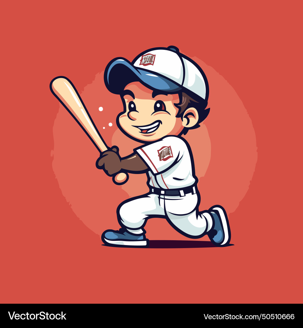 Baseball player with bat cartoon Royalty Free Vector Image