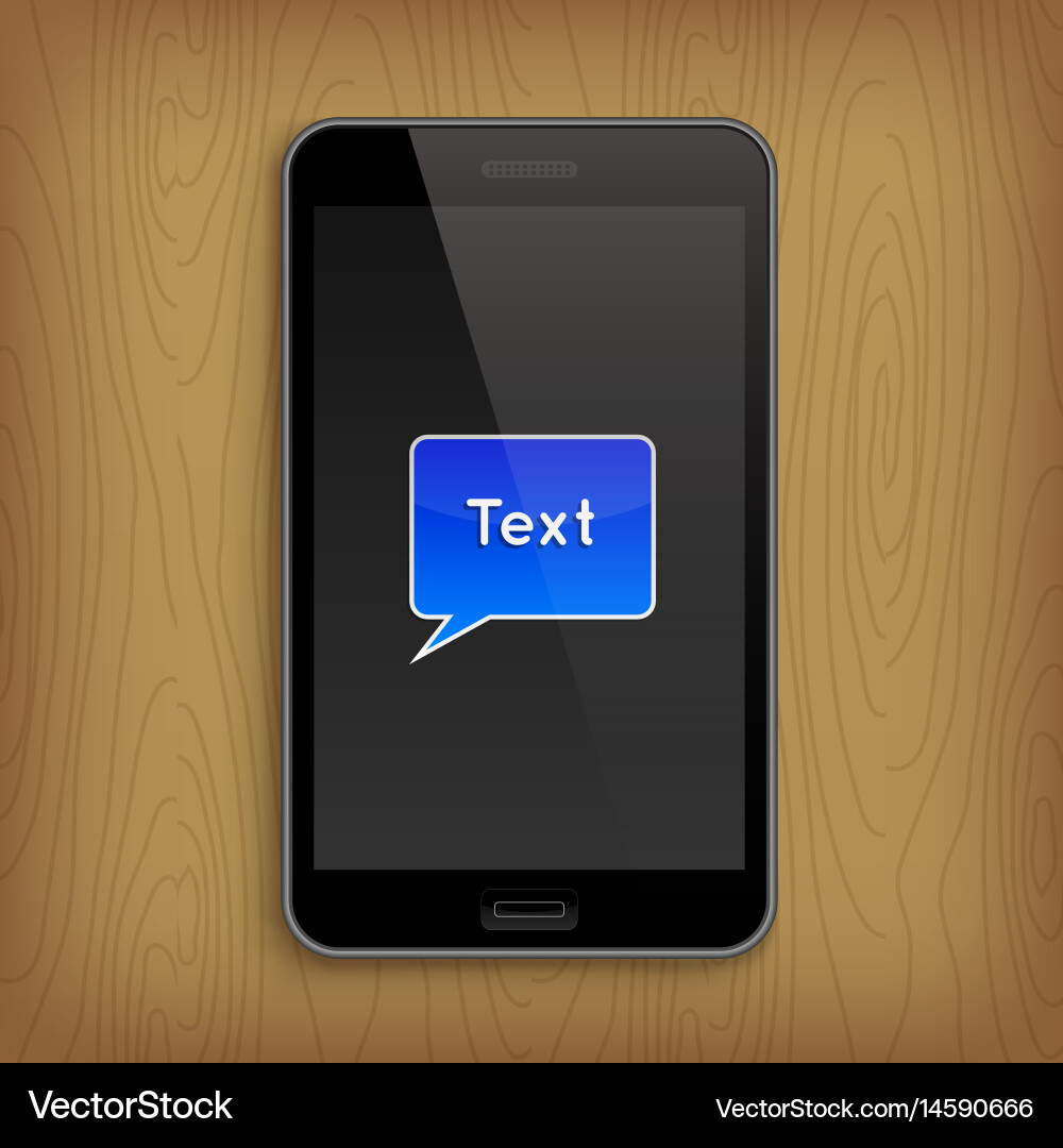Blue text bubble in phone Royalty Free Vector Image