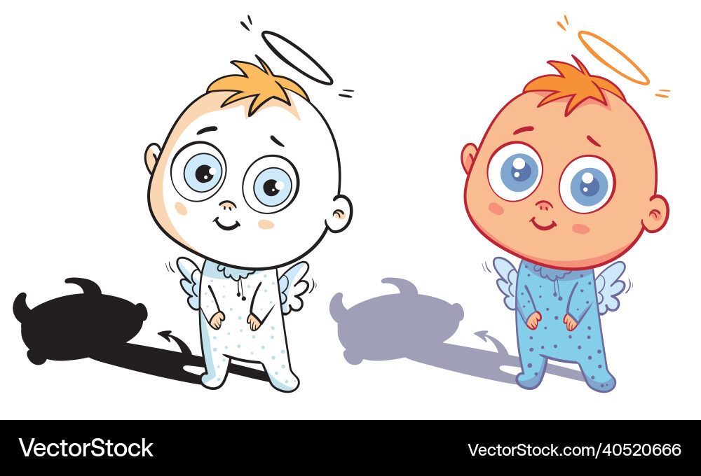 Cute little angel has a devil shadow Royalty Free Vector