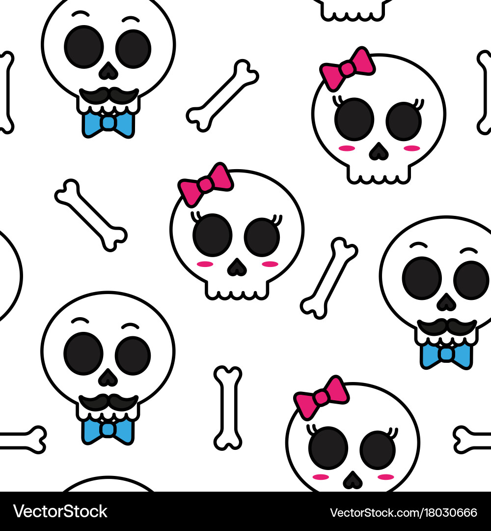 Cute sugar skull boy and girl seamless pattern Vector Image