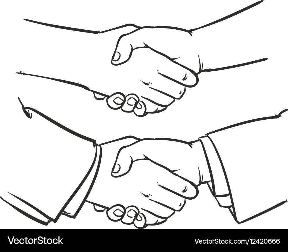 Drawing handshake outline hand clip art Royalty Free Vector