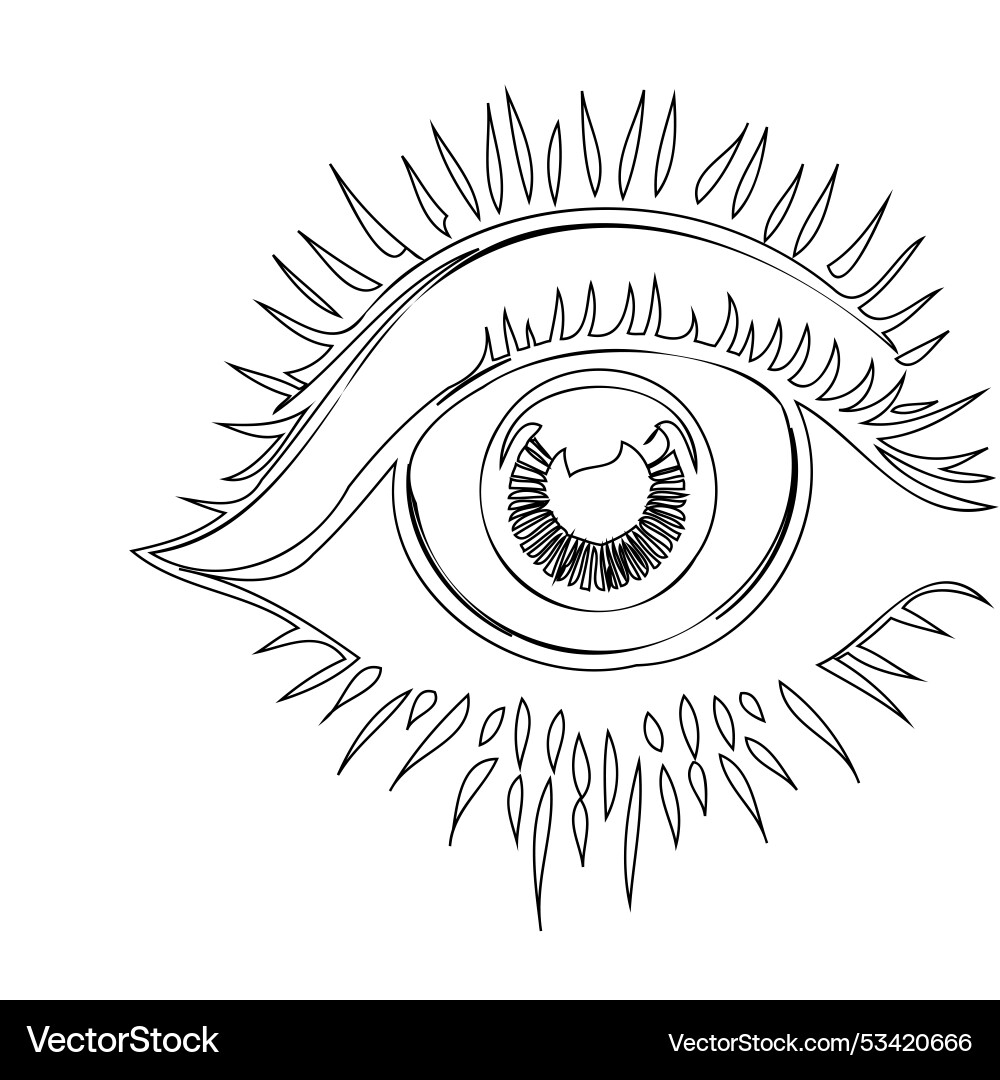 Evil eye sketch outline Royalty Free Vector Image