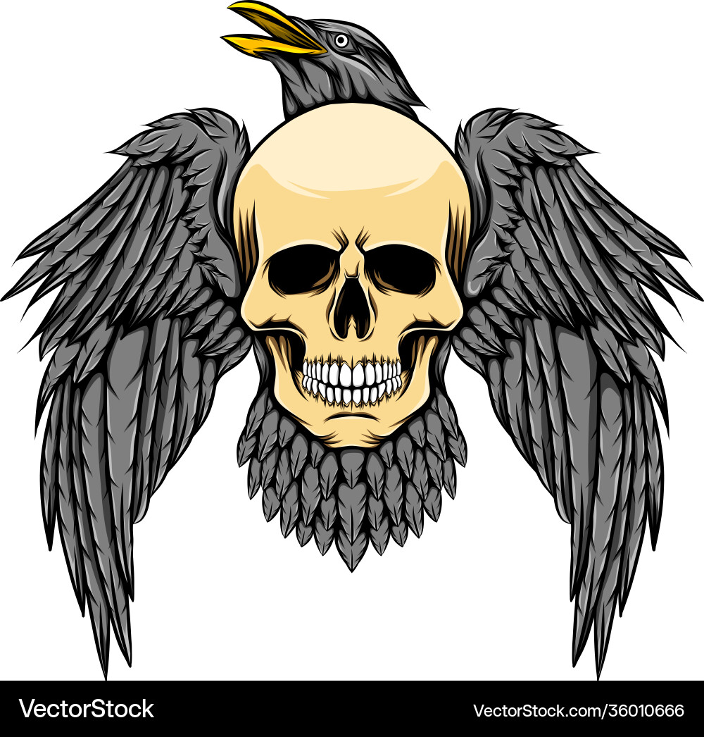 Full body eagle holds death skull Royalty Free Vector Image