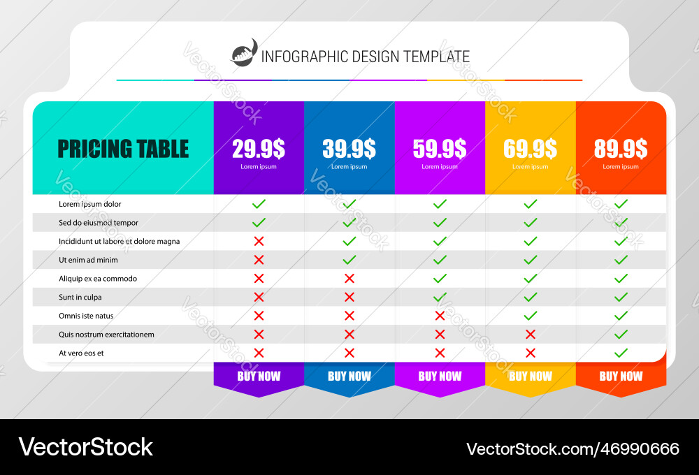 Infographic design template pricing table concept Vector Image