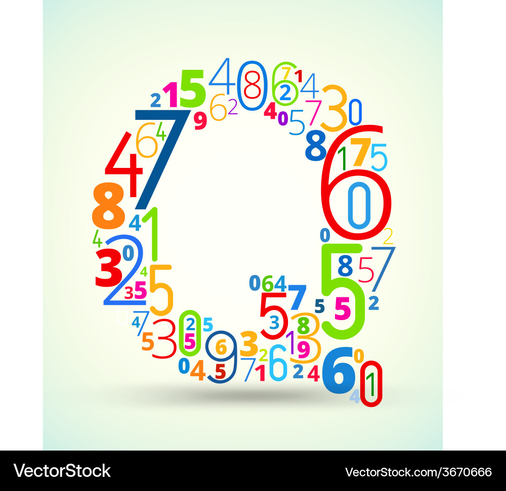 Letter q colored font from numbers Royalty Free Vector Image