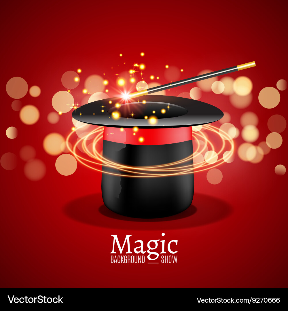 Magic hat with wand magician Royalty Free Vector Image