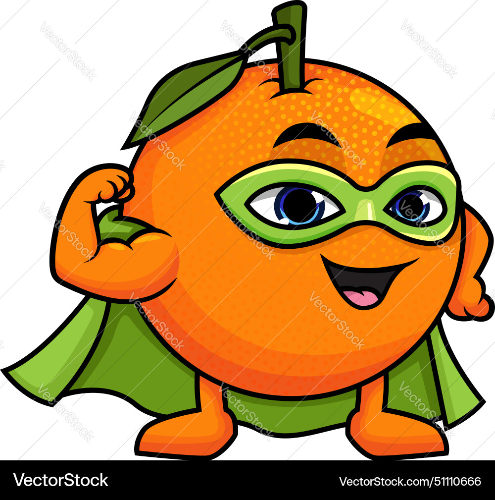 Orange Superheld Charakter Cartoon Clip Kunst Vektorbild