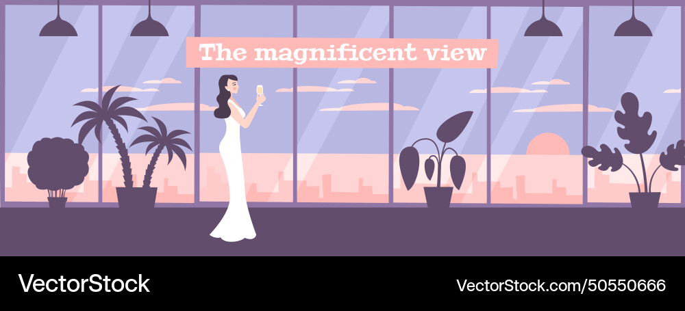 Panoramic windows flat banner Royalty Free Vector Image