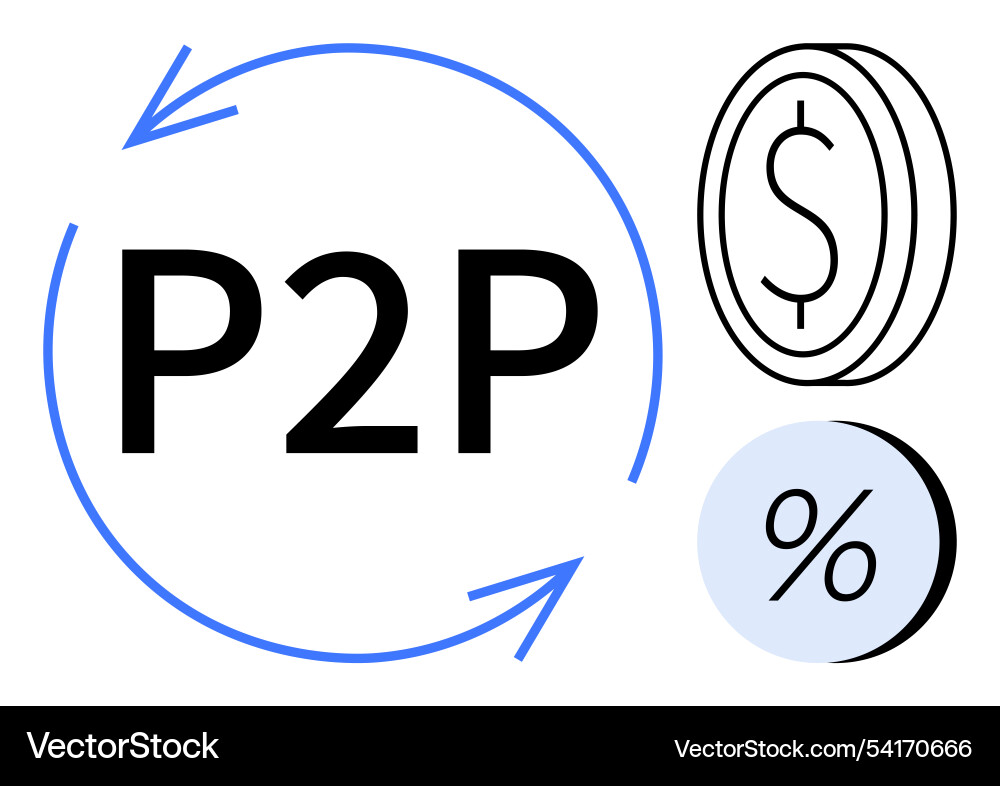 Peer-to-peer p2p lending concept with currency Vector Image