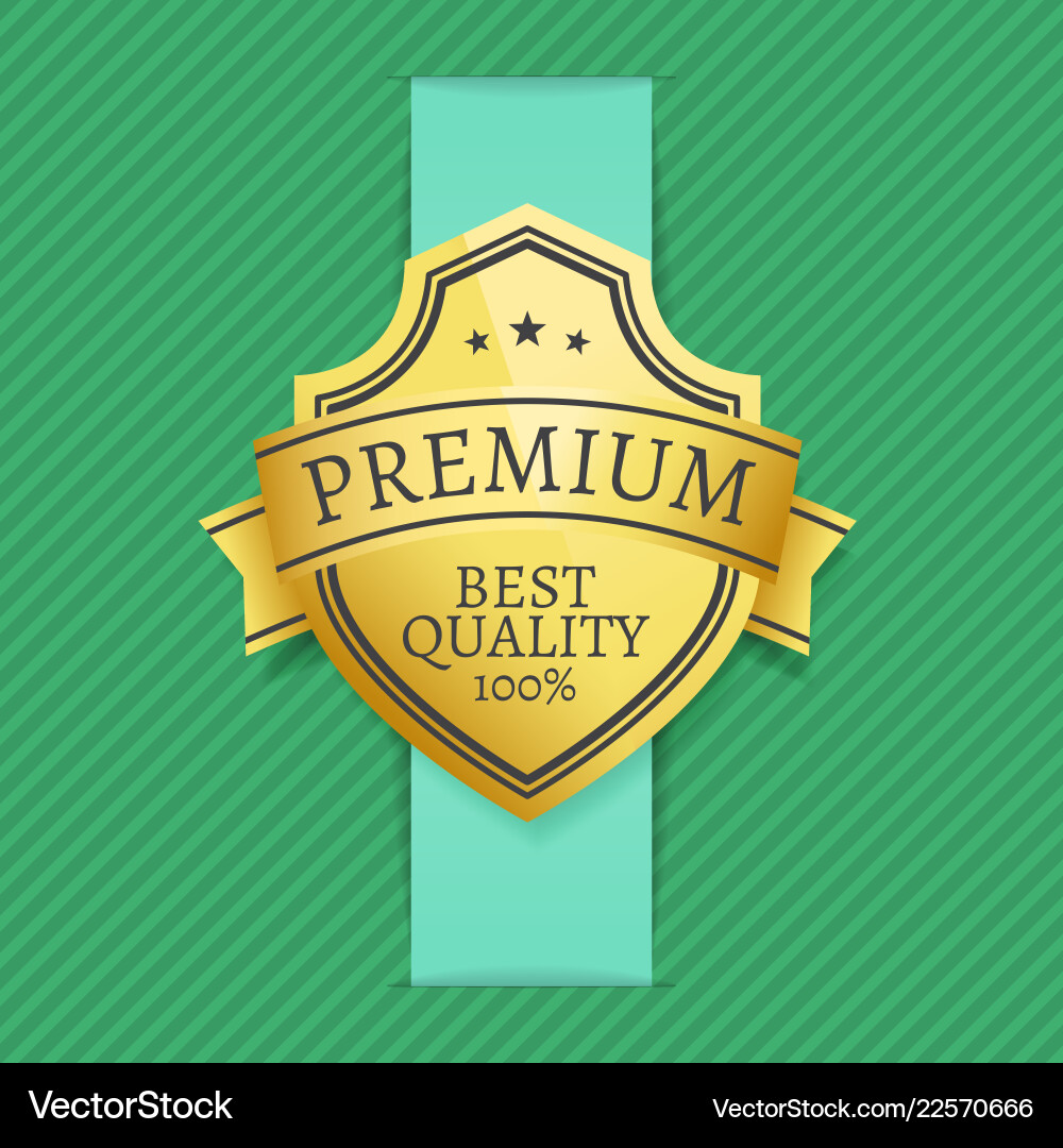 Premium best 100 quality golden label on dashed Vector Image