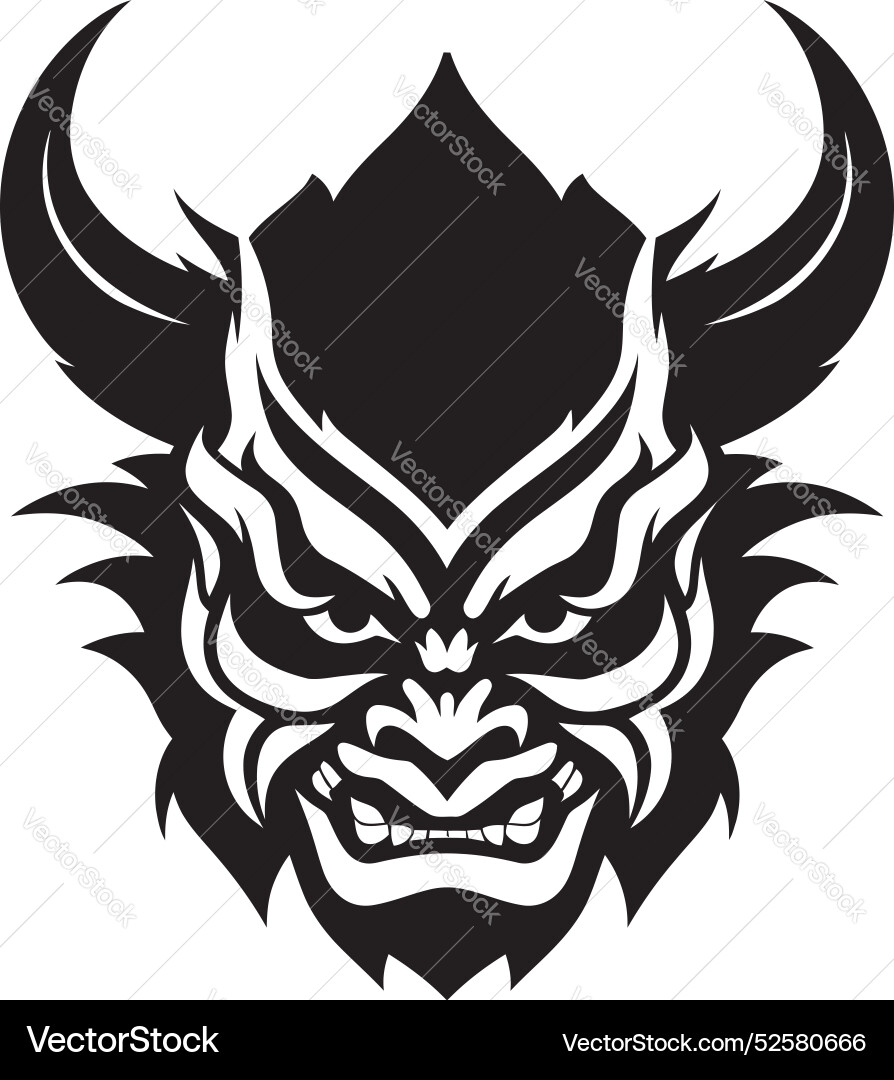 Samurai specter black emblem of ancient oni Vector Image