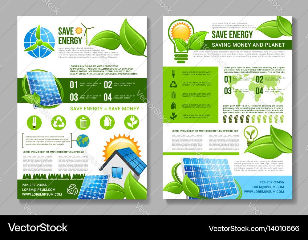 Saving energy brochure template for eco design Vector Image
