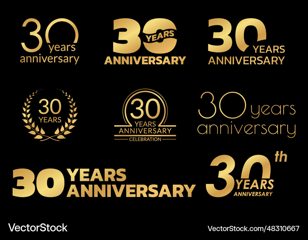 30 years anniversary icon or logo set 30th Vector Image