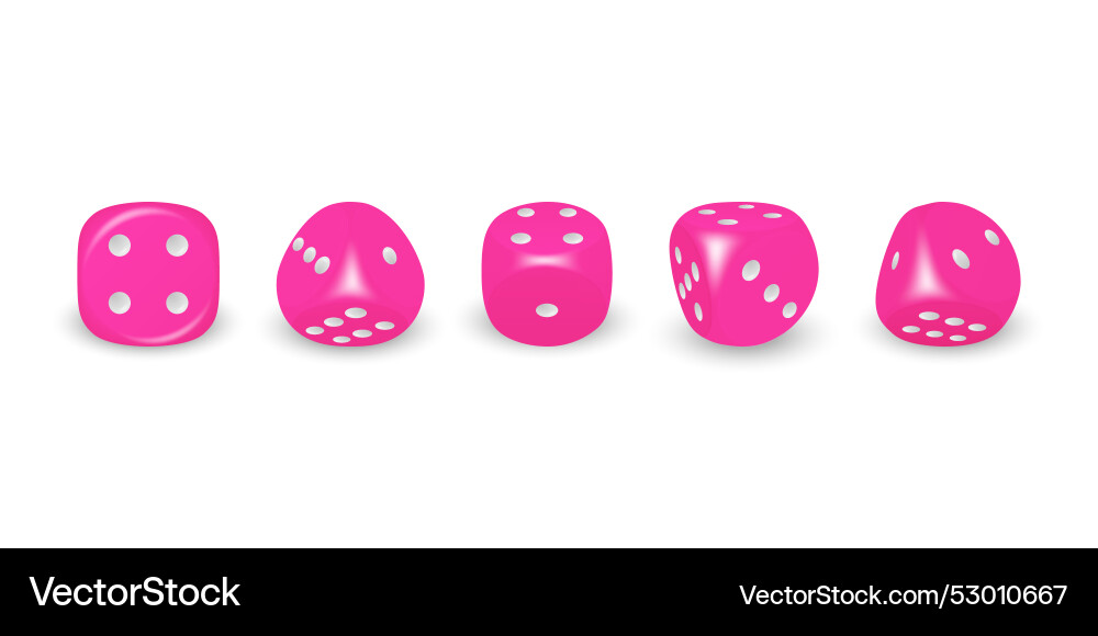 3d realistic pink game dice with white dots icon Vector Image