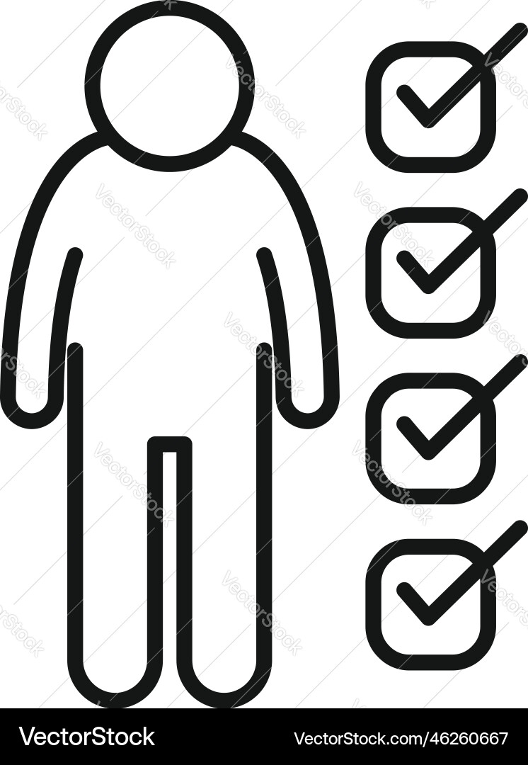 Approved person icon outline work human Royalty Free Vector