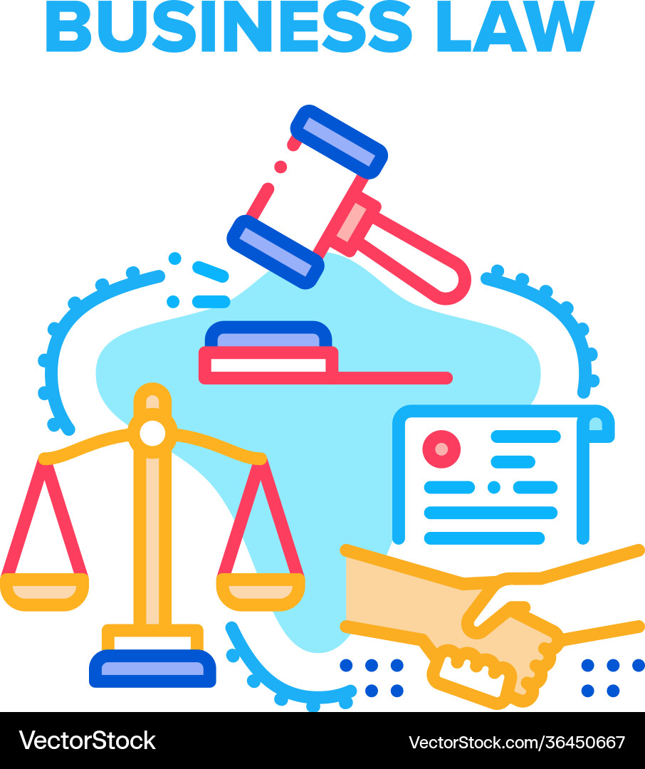 Business law concept color Royalty Free Vector Image