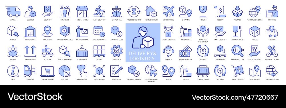 Delivery logistics line icons set shipping Vector Image