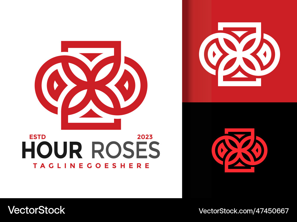 Floral Hourglass Rose Logo Royalty Free Vector Image