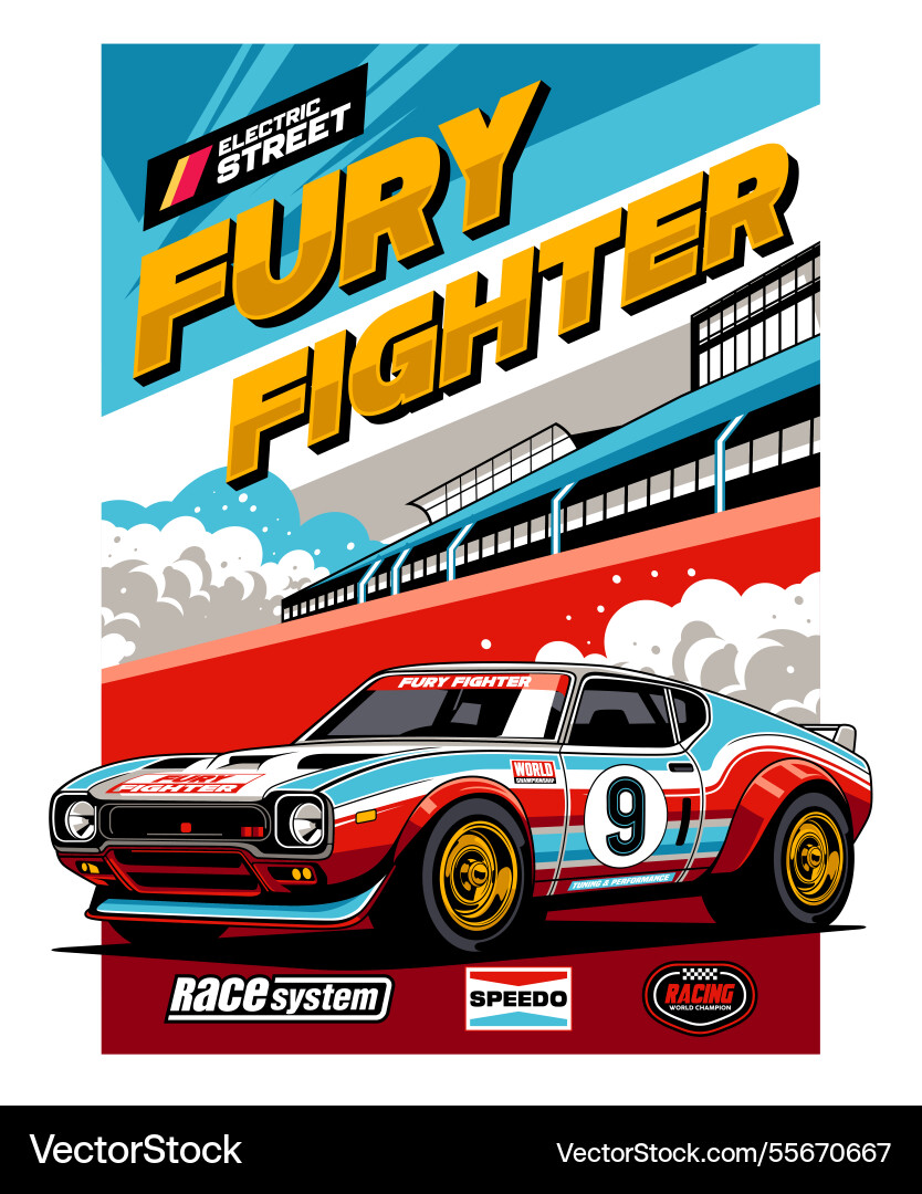 Fury fighter racing team design Royalty Free Vector Image