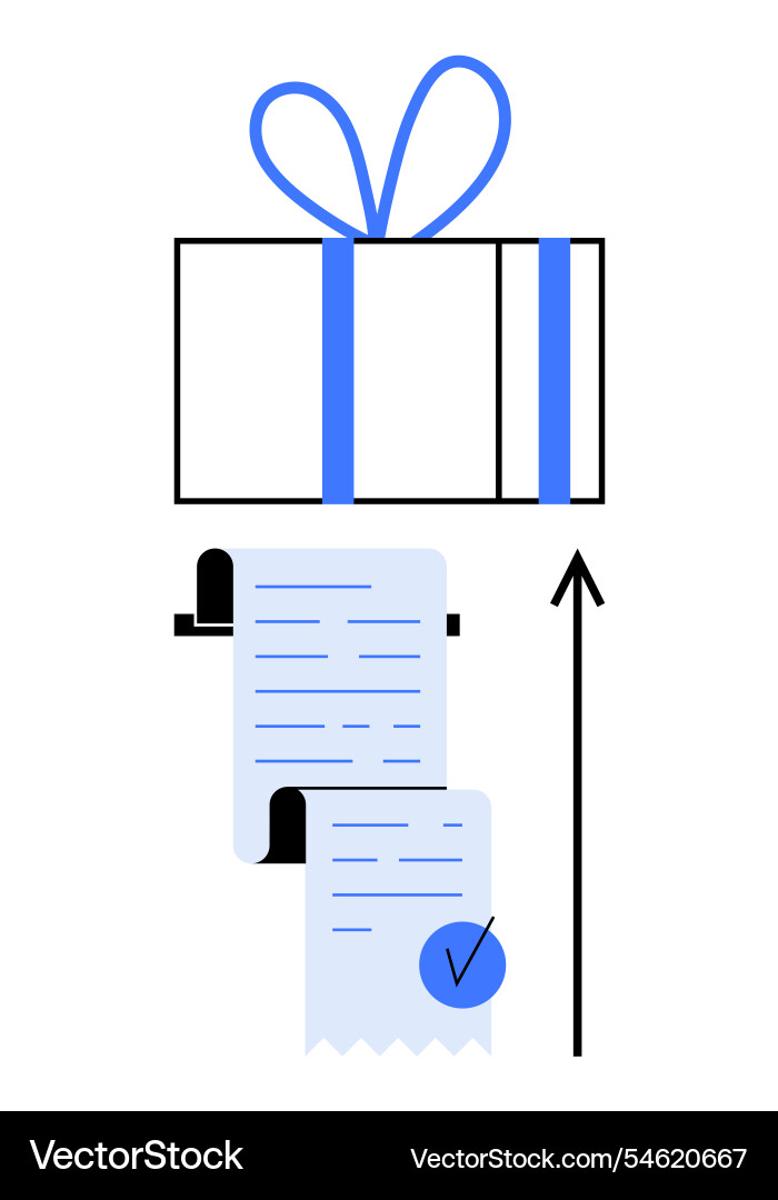 Gift box and receipt navigating the gifting Vector Image