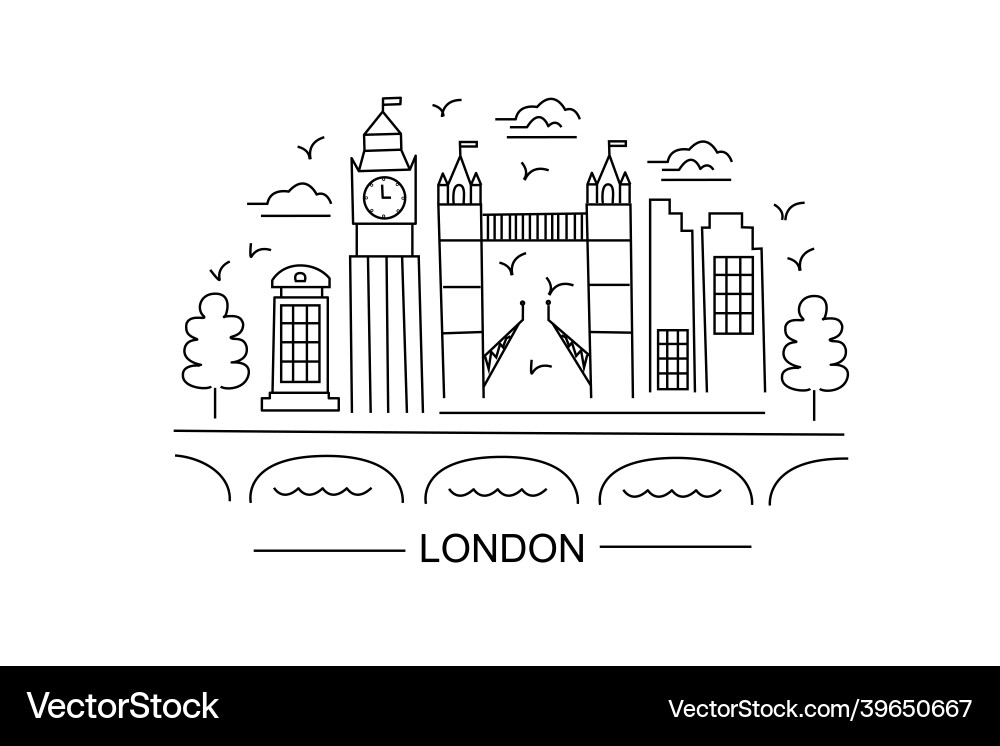 Lindon lineart london line drawing Royalty Free Vector Image