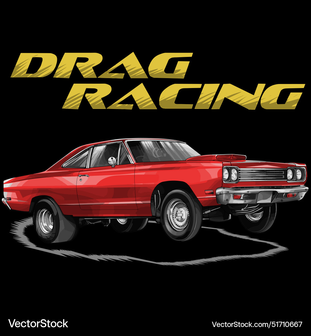 Red drag racing car with black strip Royalty Free Vector