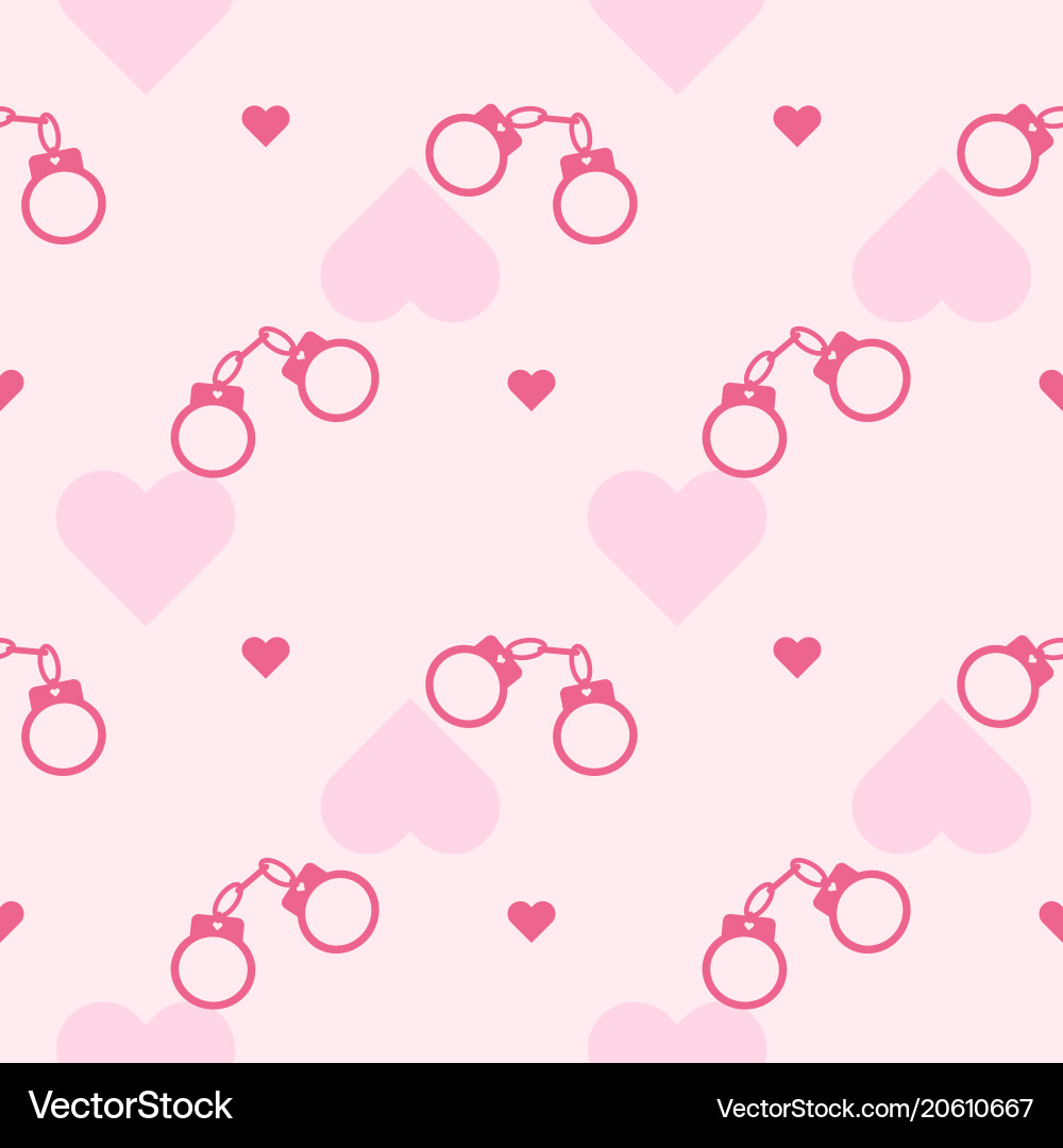 Romantic pattern with a pink handcuffs Royalty Free Vector
