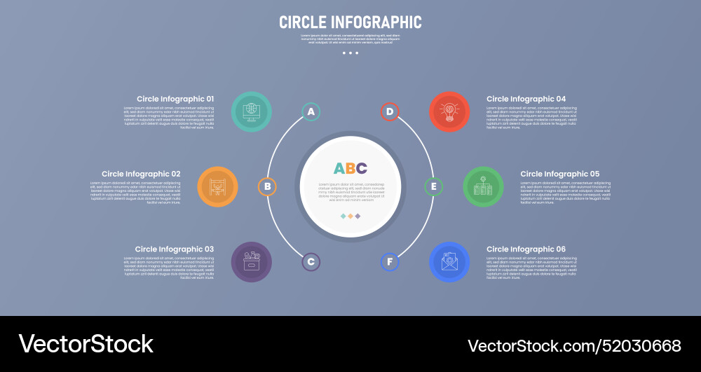 6 point circle infographic stage or step template Vector Image