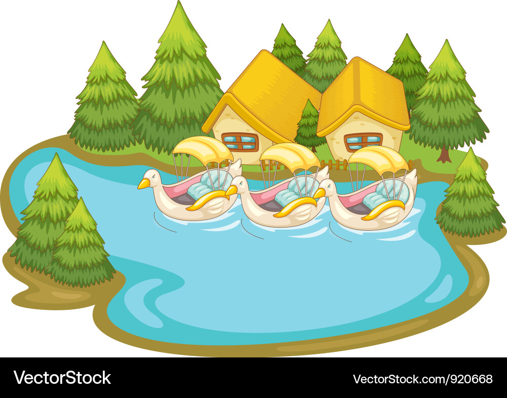 Boat in the lake Royalty Free Vector Image - VectorStock