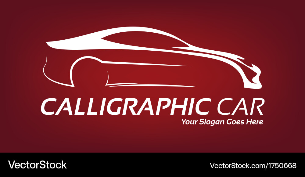 Calligraphic car logo Royalty Free Vector Image