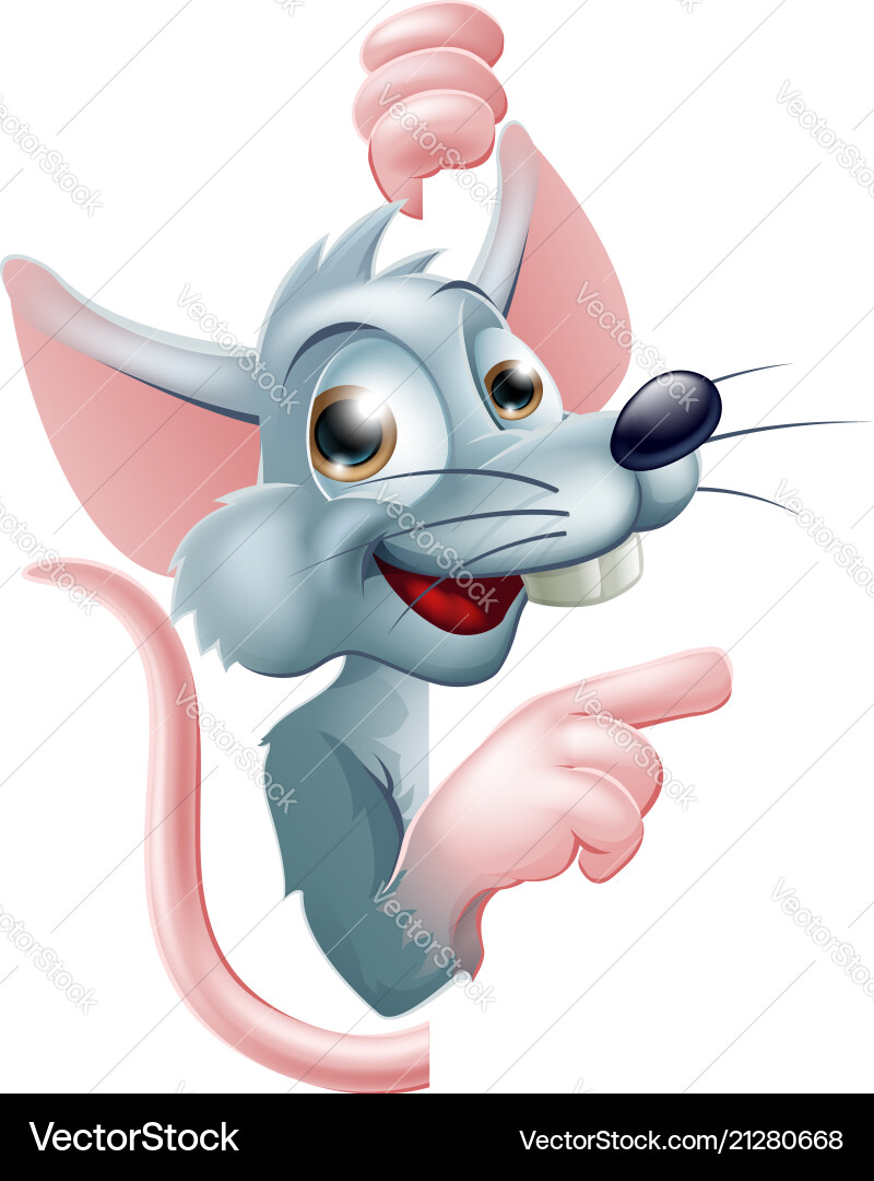Cartoon rat pointing at sign Royalty Free Vector Image