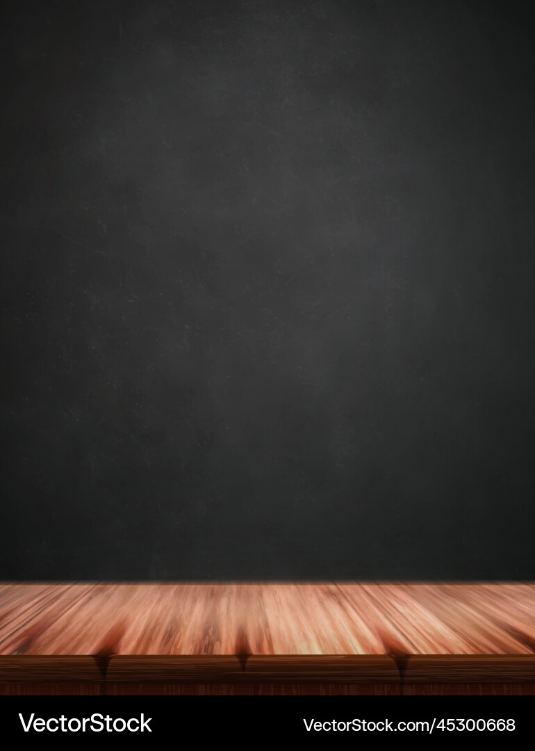 Chalkboard and wooden table top Royalty Free Vector Image