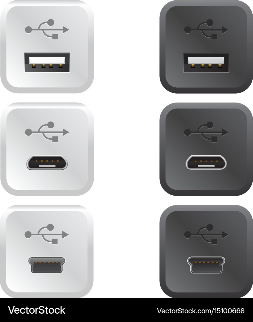 Collection of usb ports Royalty Free Vector Image