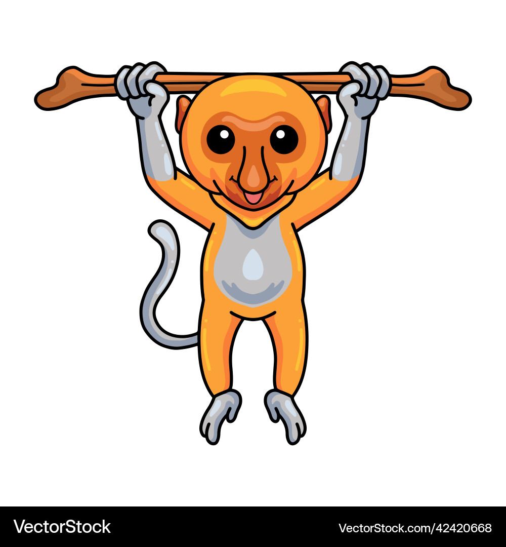 Cute little proboscis monkey cartoon Royalty Free Vector