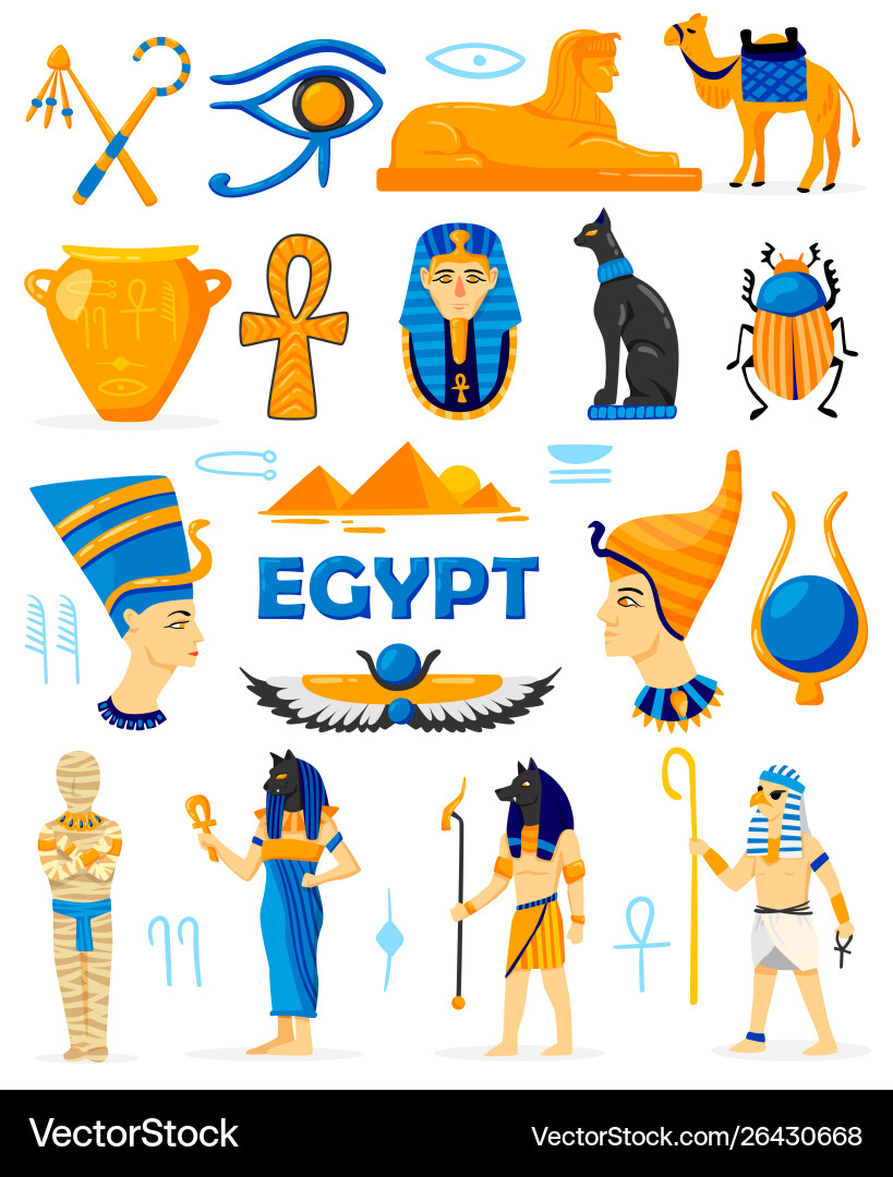 Egypt elements color set Royalty Free Vector Image