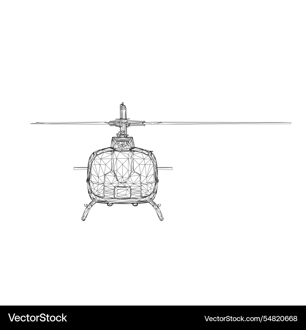 Helicopter wireframe from black lines isolated Vector Image