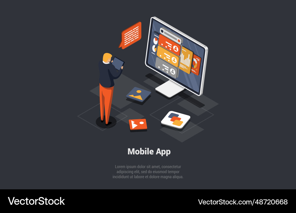 Mobile application development and presentation Vector Image