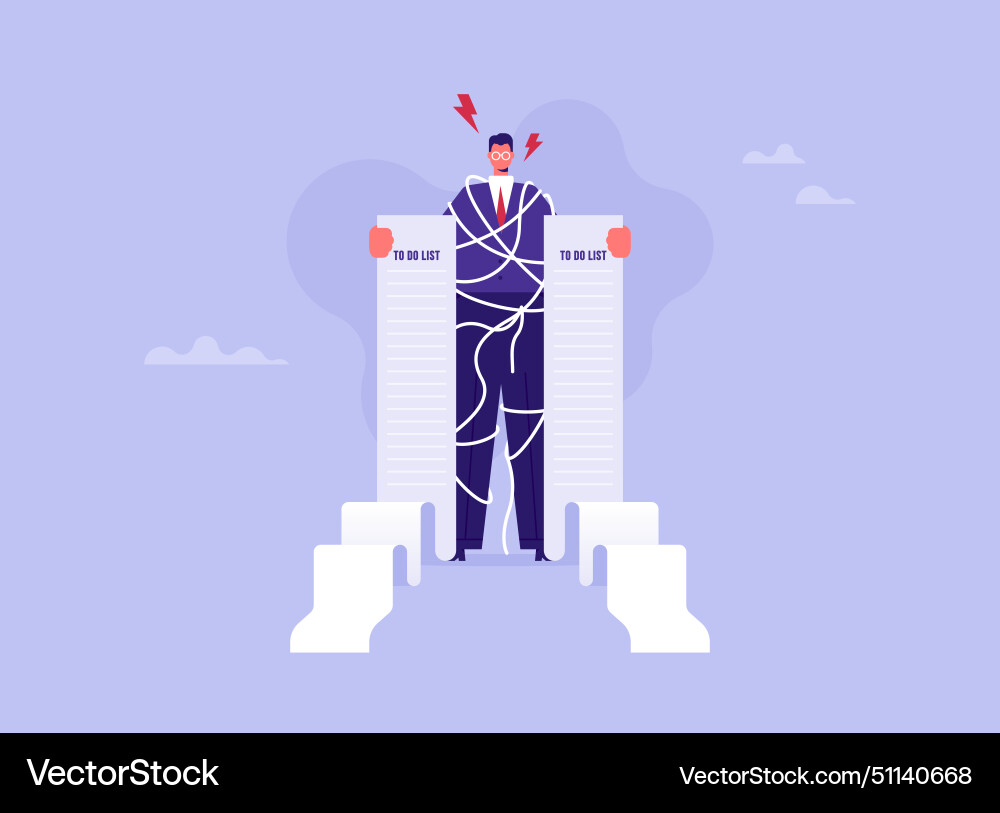 Overwhelmed work and responsibility concept Vector Image