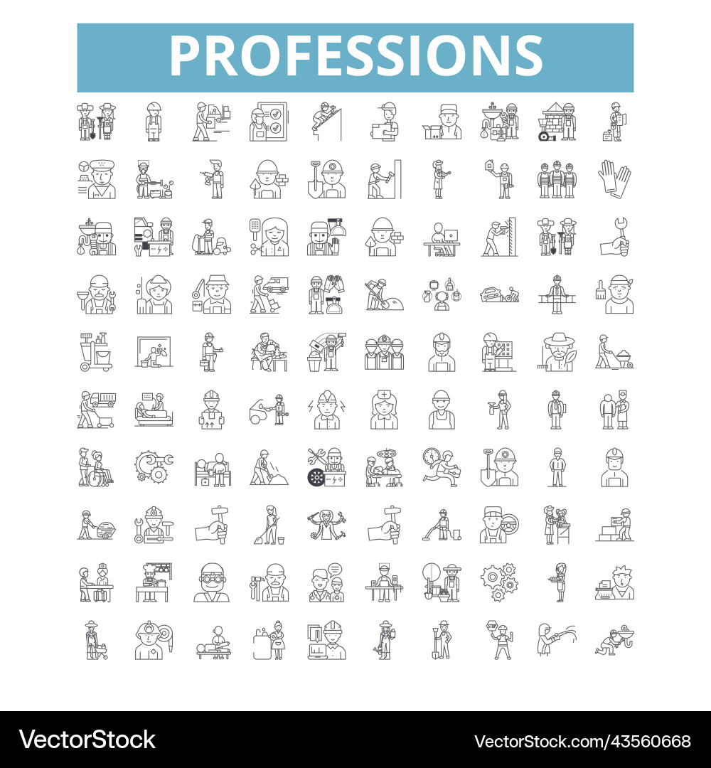 Profession Icons - Line Art Royalty Free Vector Image
