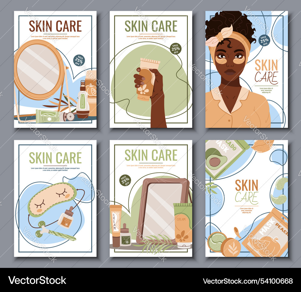 Skin care flyer design set poster with dark Vector Image