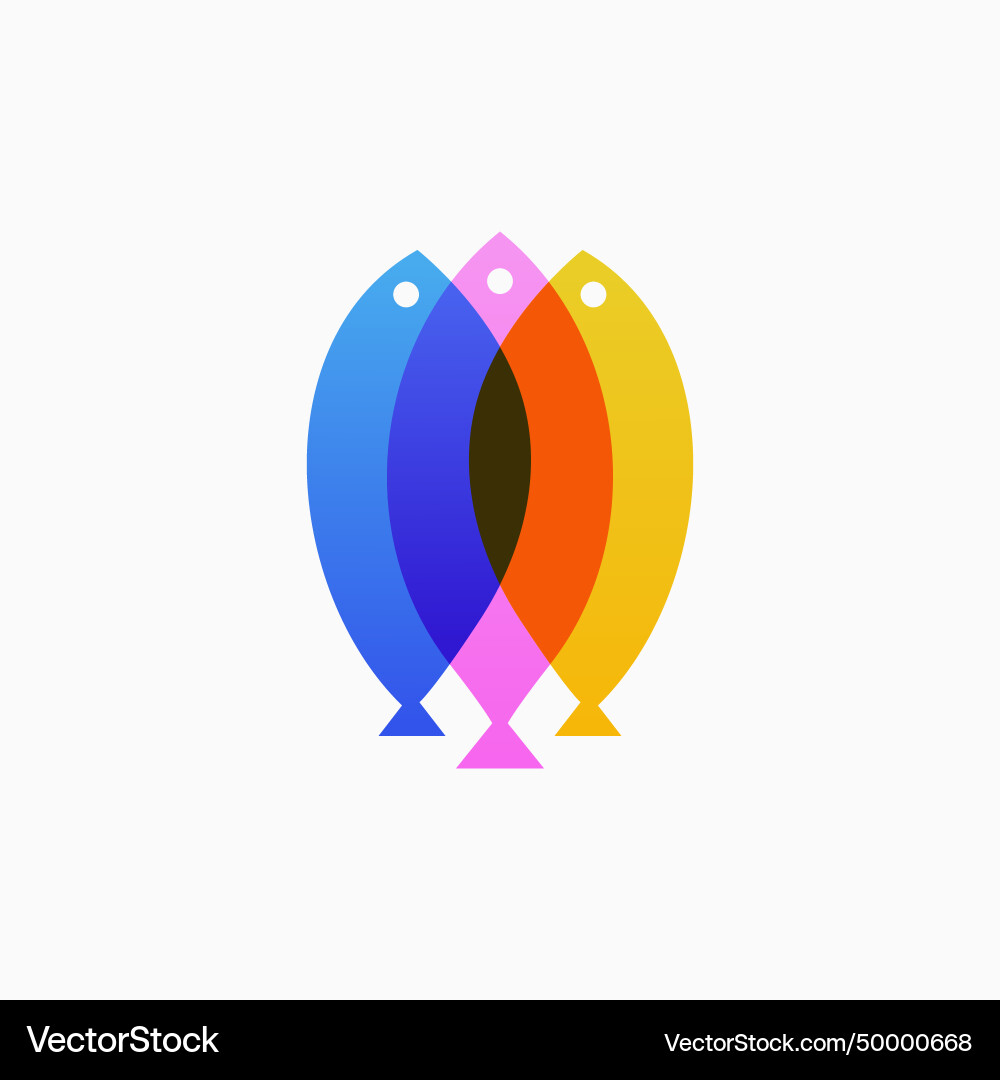 Three fishes triple fish multiply overlapping Vector Image