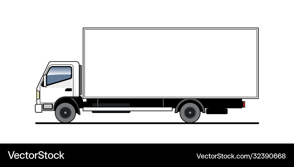 Truck lorry side view white blank template Vector Image