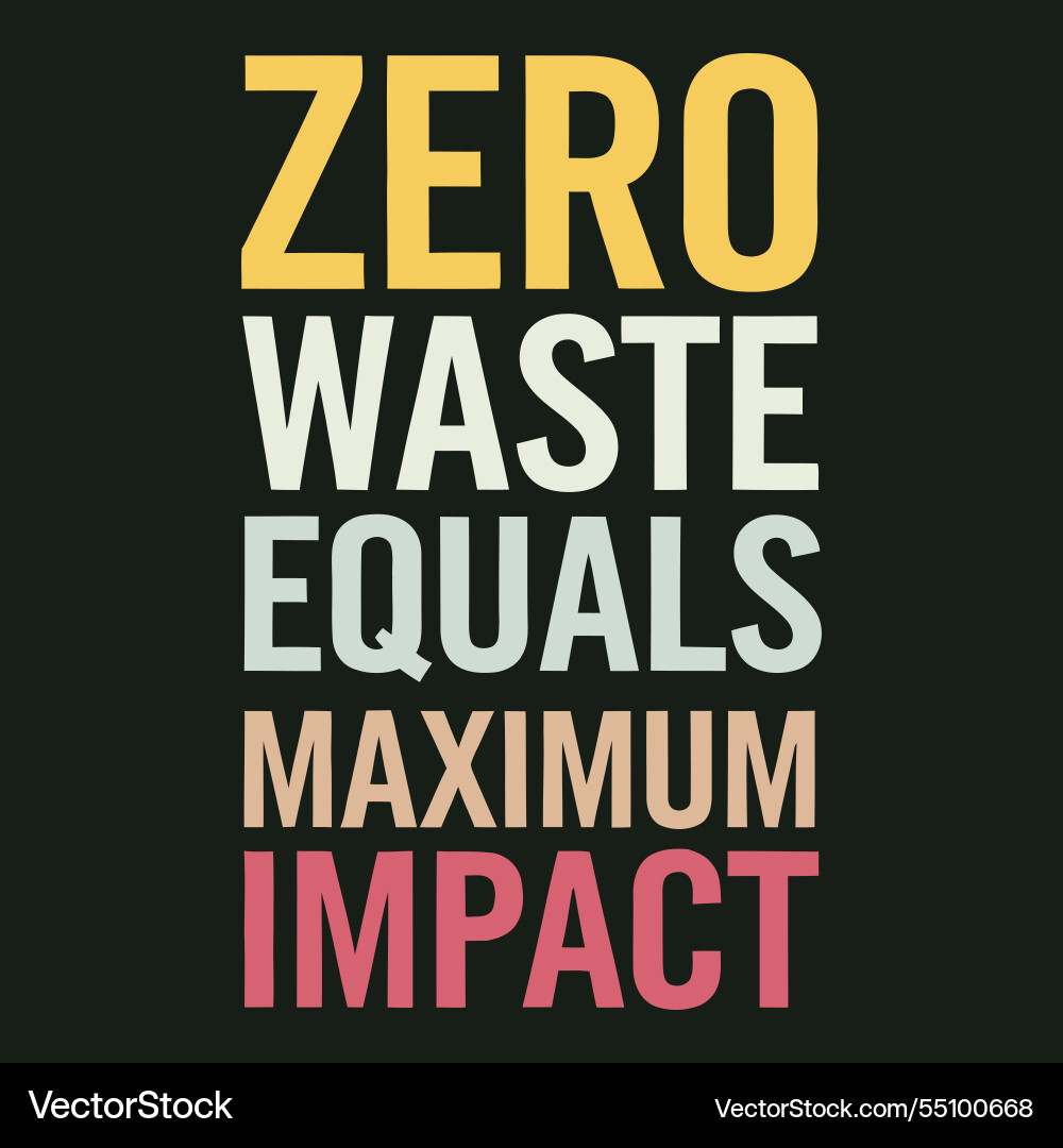Zero waste equals maximum impact motivational Vector Image