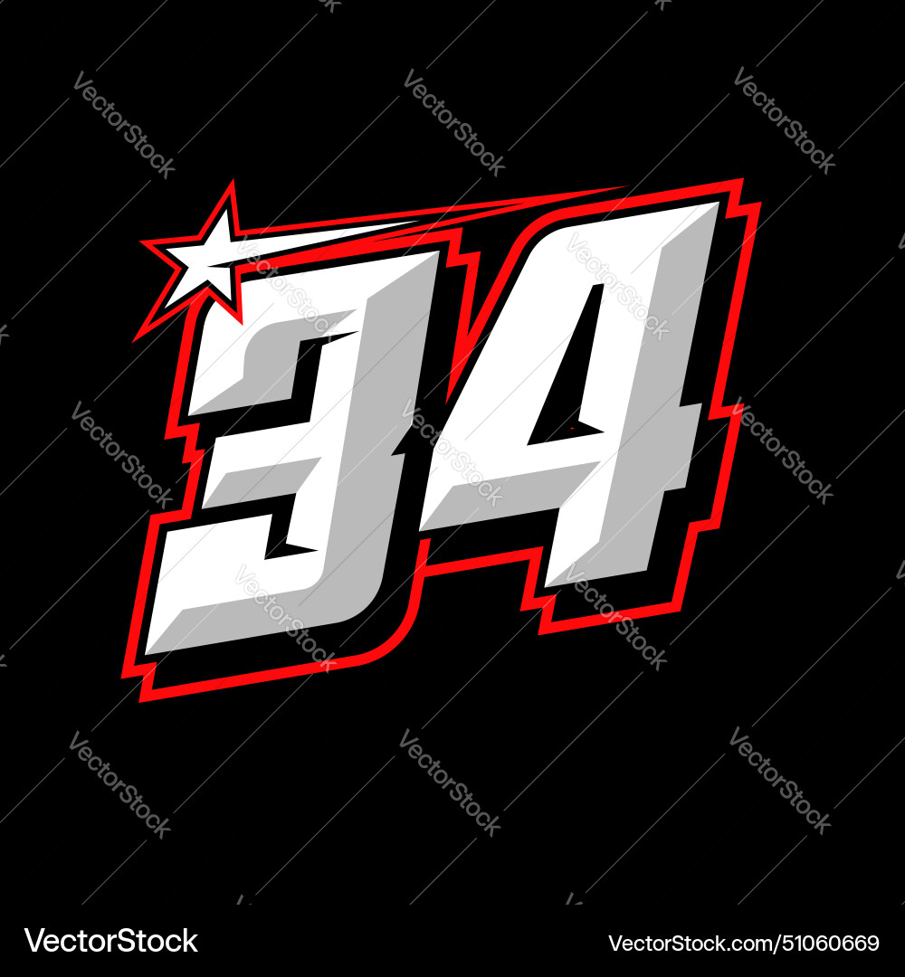 34 race logo number template Royalty Free Vector Image