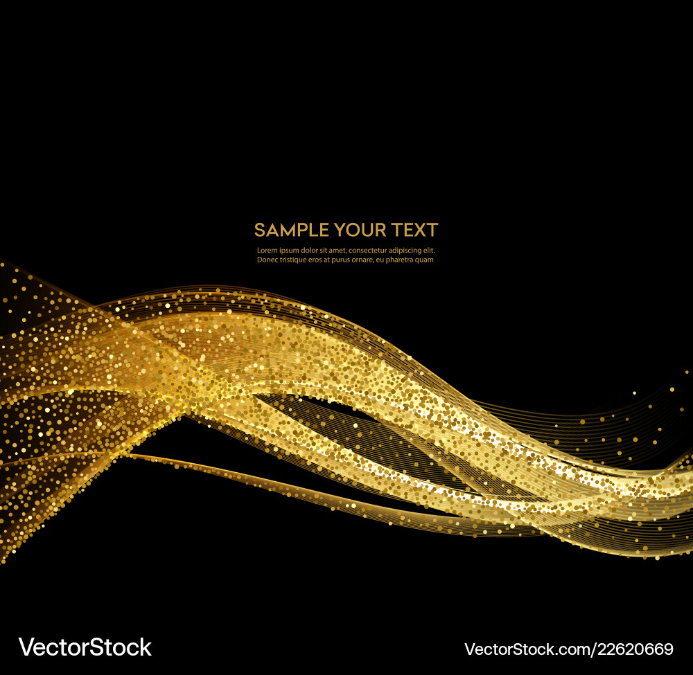 Abstract shiny color gold wave design element Vector Image